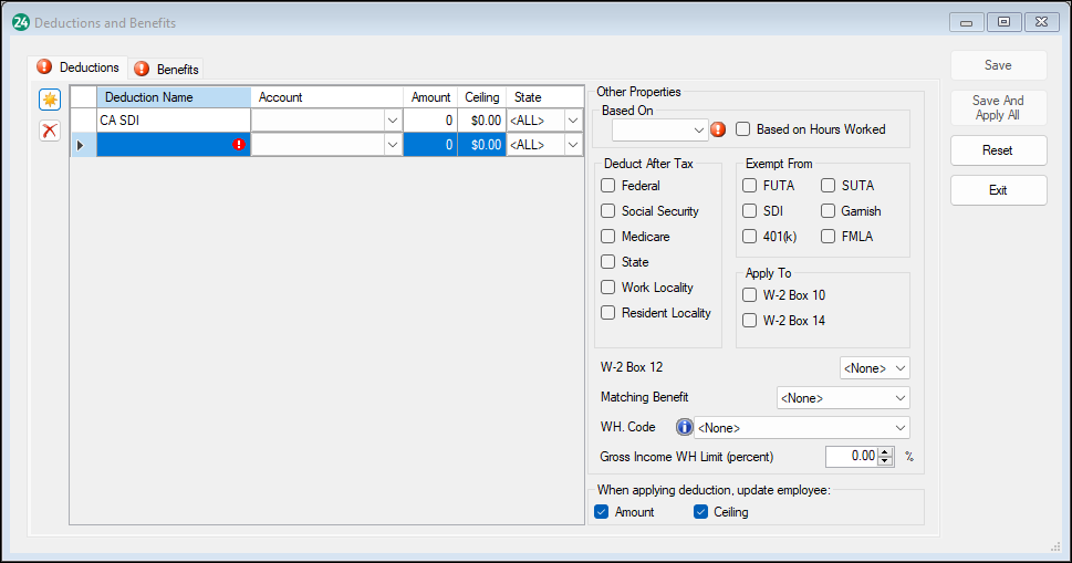 Drake Accounting - Entering Payroll Deductions