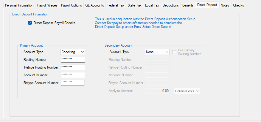 Drake Accounting - Direct Deposit