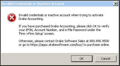 Drake Accounting - Error Encountered When Activating Software