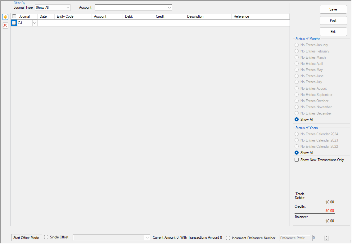 Drake Accounting - Journal Transactions Screen