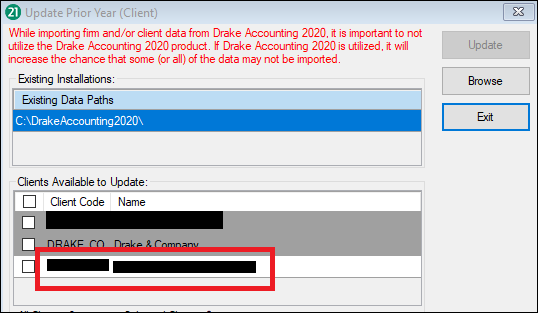 Drake Accounting - Updating Prior Year Client Chart of Accounts