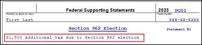 Drake Tax - 1040 - Section 962 Election
