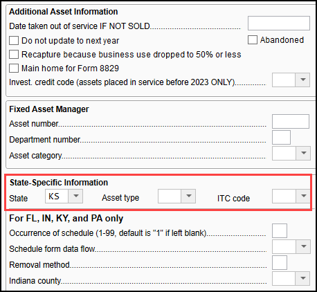 Drake Tax - KS - Form KS120EX, Kansas Expensing Deduction Schedule