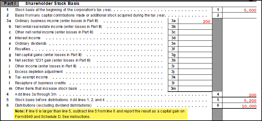 Drake Tax - 1040 - Distributions in Excess of Basis from 1120-S