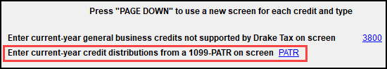 Drake Tax - 1099-PATR Data Entry