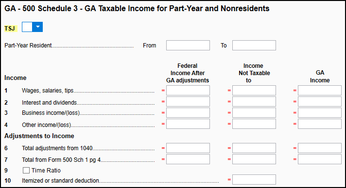 Drake Tax - GA - Income Not Taxable to GA