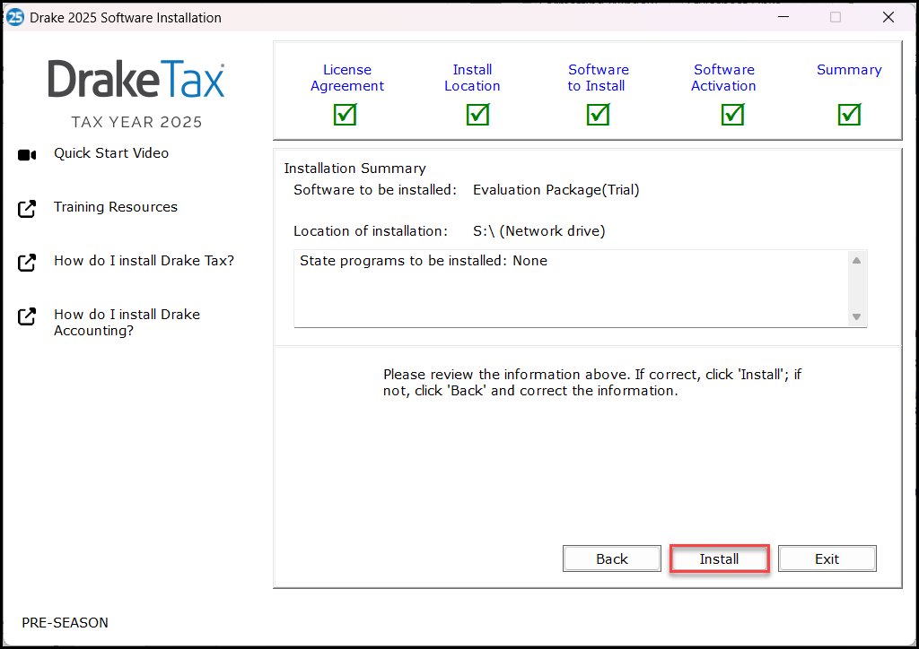 Drake Tax – Installation