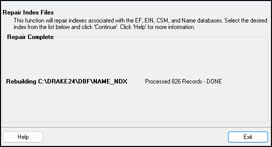 Drake Tax – Open/Create Client Selection List (Name Index)